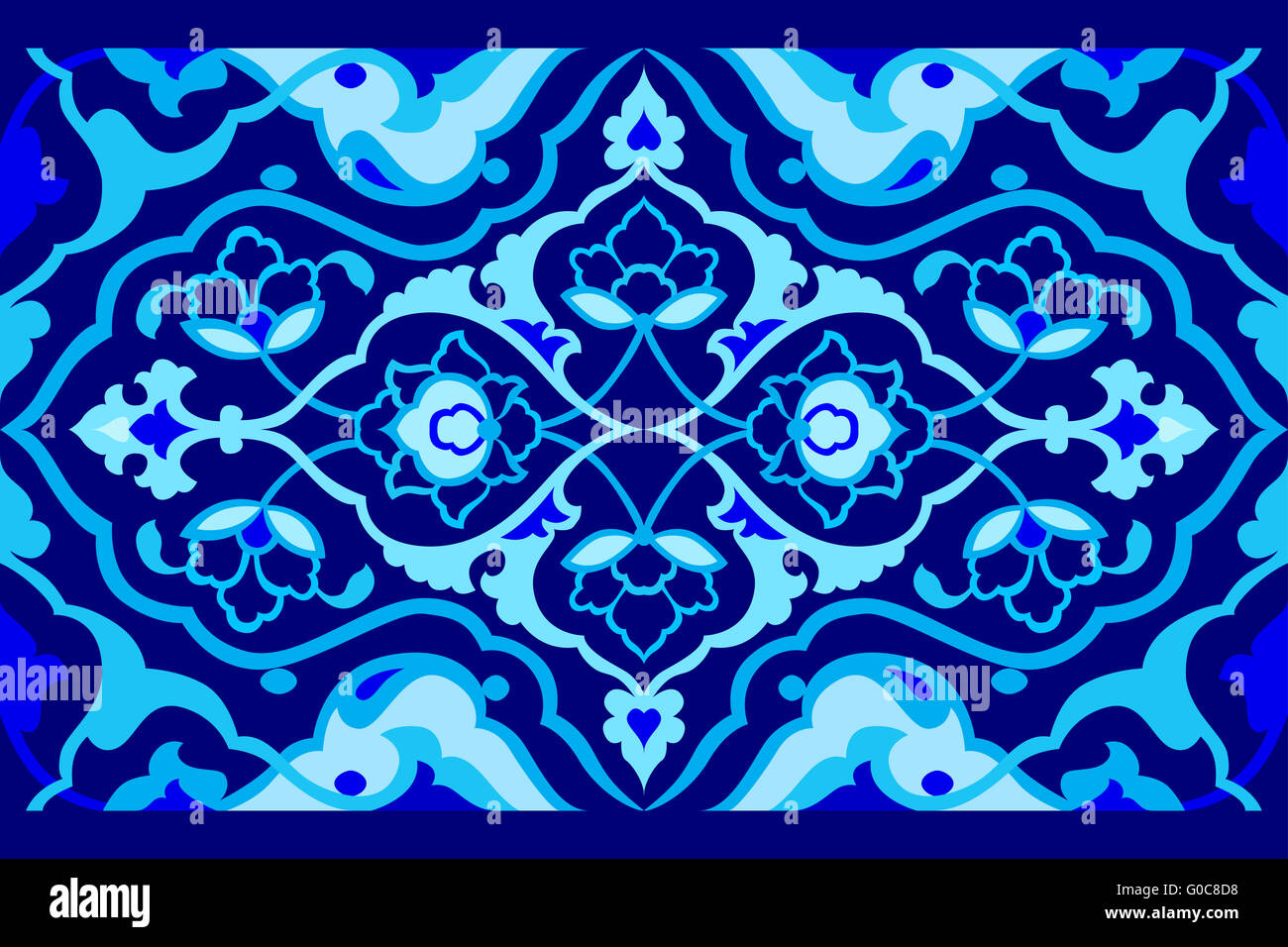 blue artistic ottoman pattern series fifty seven Stock Photo - Alamy