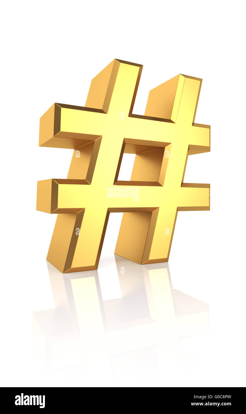 3D Gold Hash Sign Stock Photo - Alamy