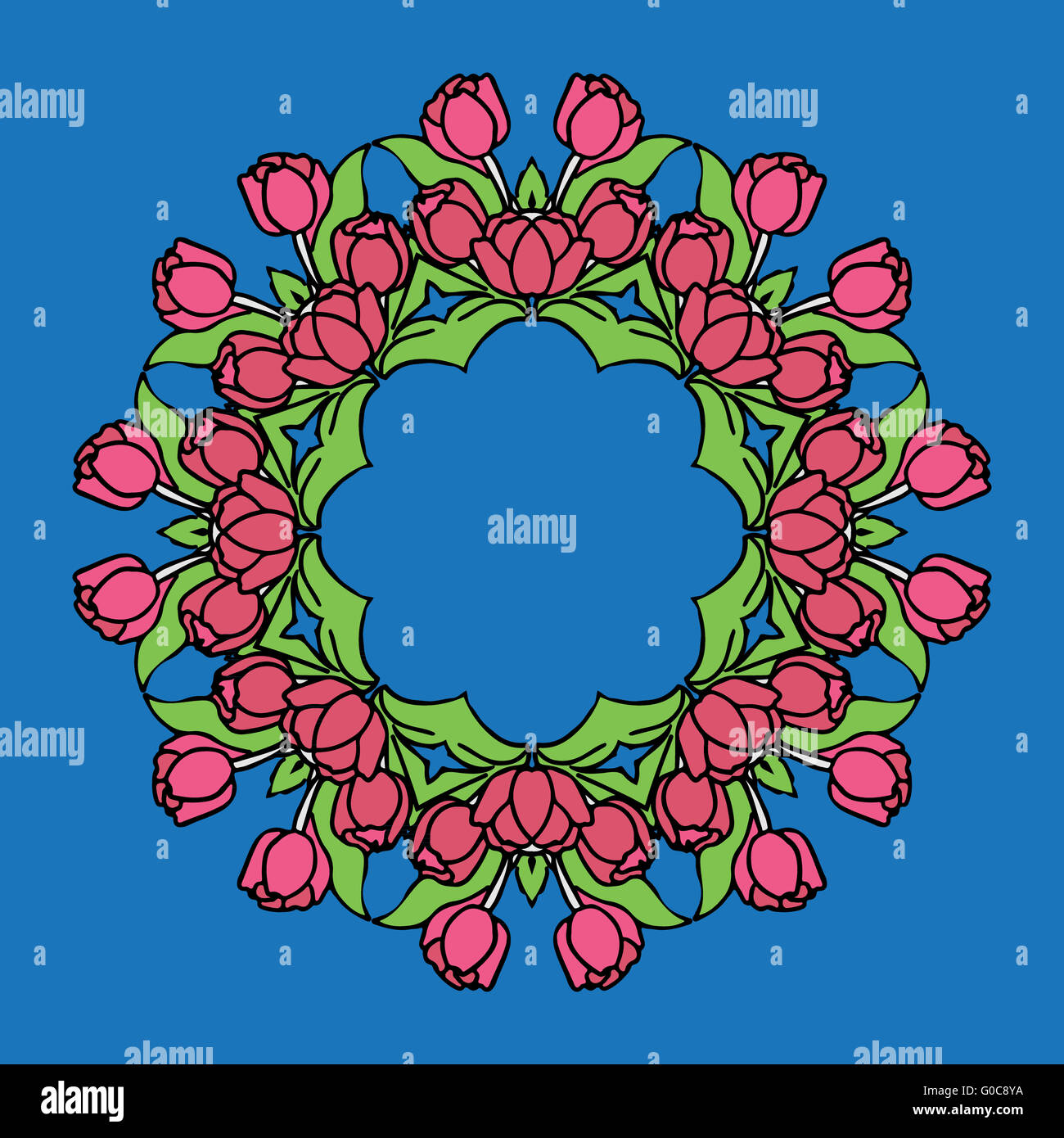 Round floral frame of violet flowers Stock Photo - Alamy