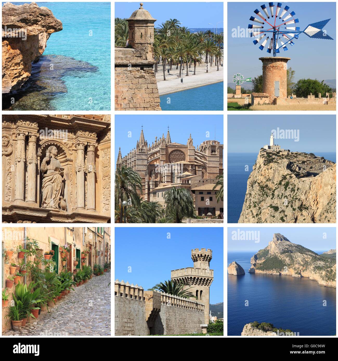 Collage of landmarks of Mallorca Island Stock Photo - Alamy