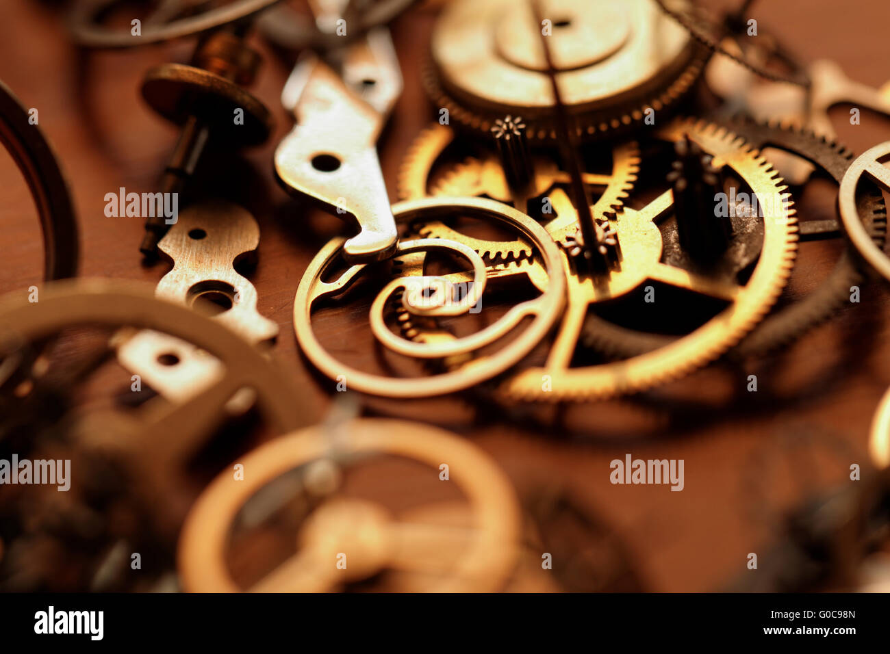 Detail of clock parts for restoration Stock Photo - Alamy