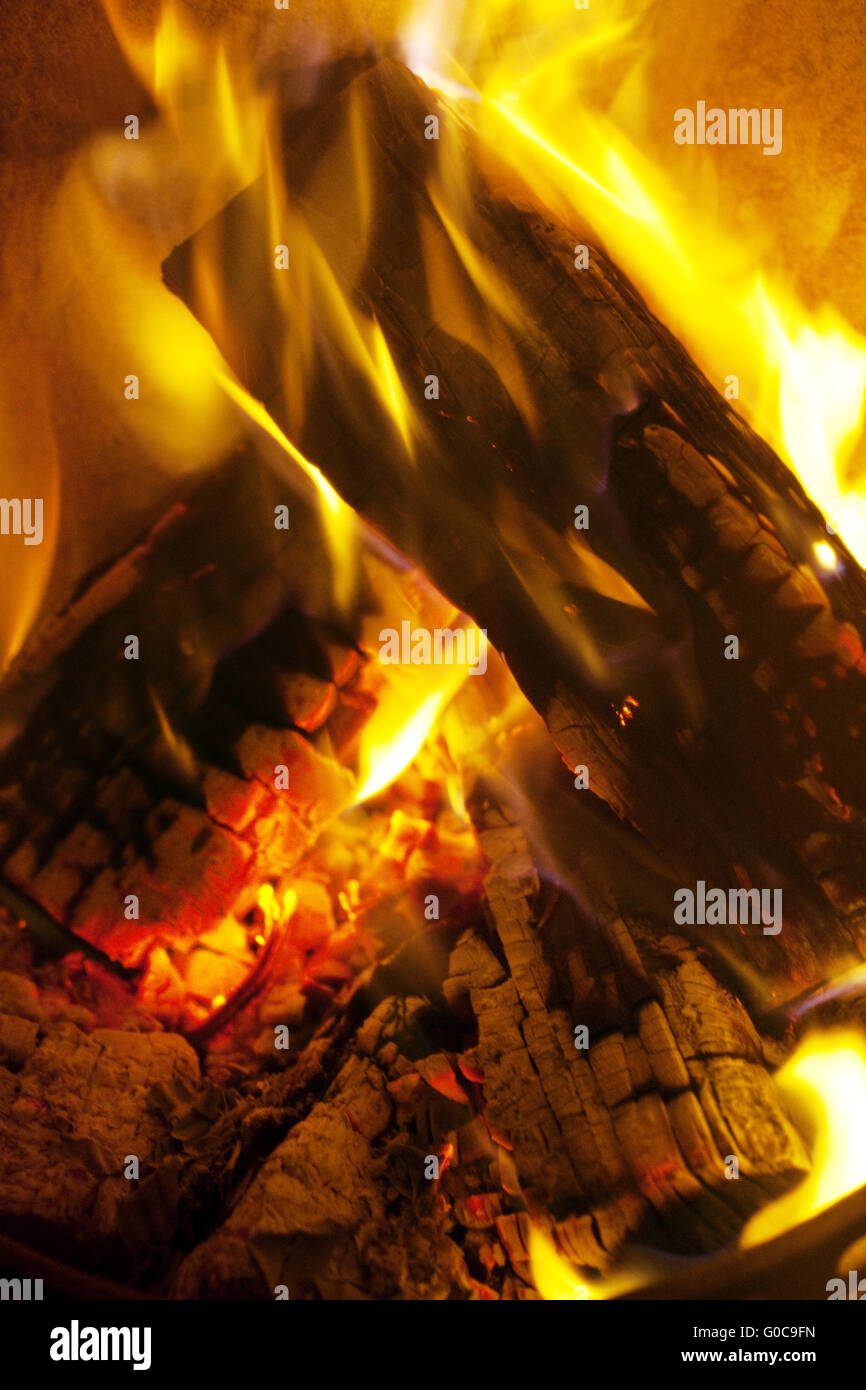 Fire in a fireplace, Germany, Europe Stock Photo - Alamy