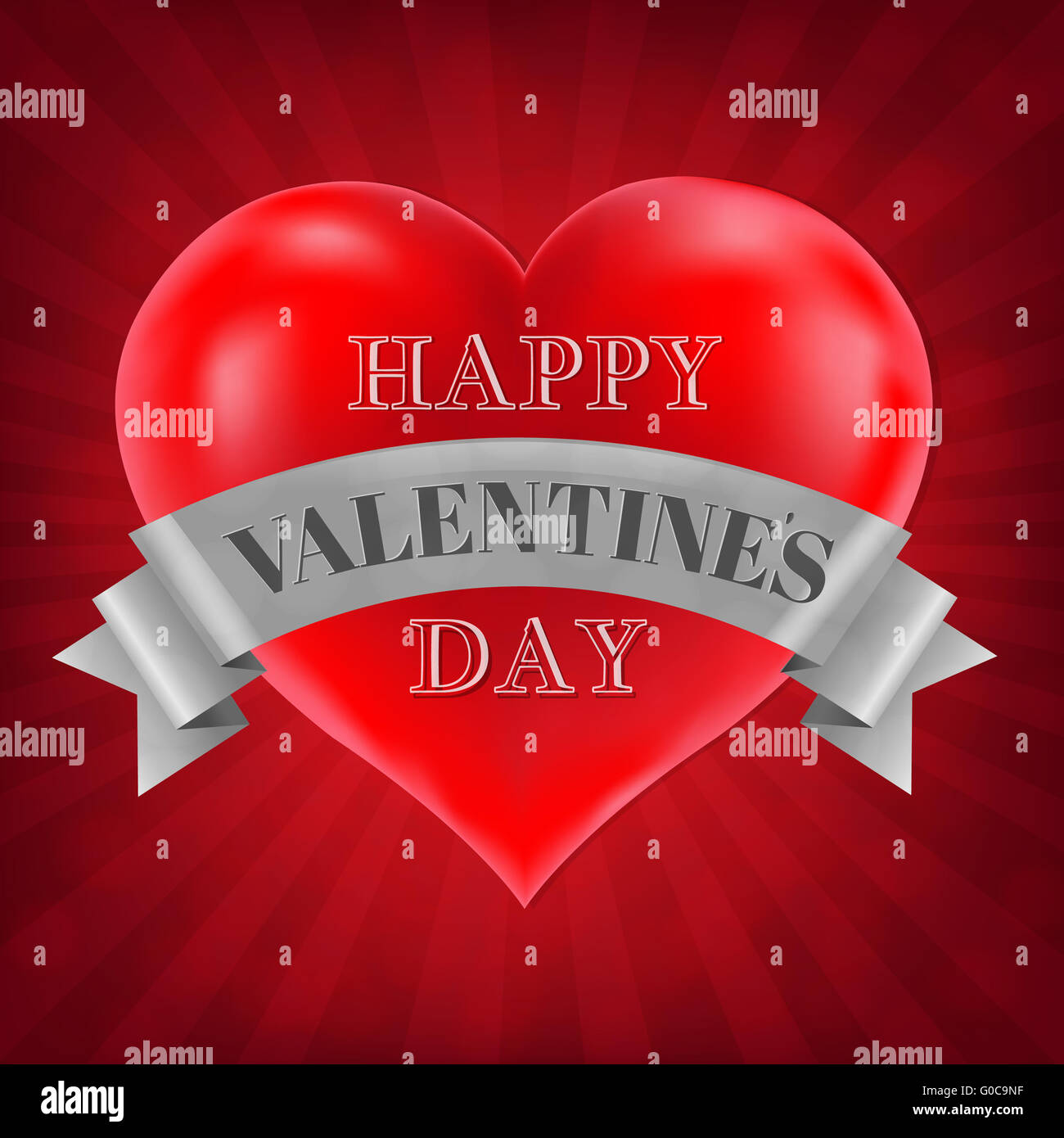 Red Realistic Heart With Ribbon And Text Stock Photo - Alamy
