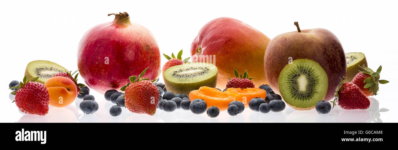 Wide Selection Of Fruit Isolated On White Stock Photo - Alamy