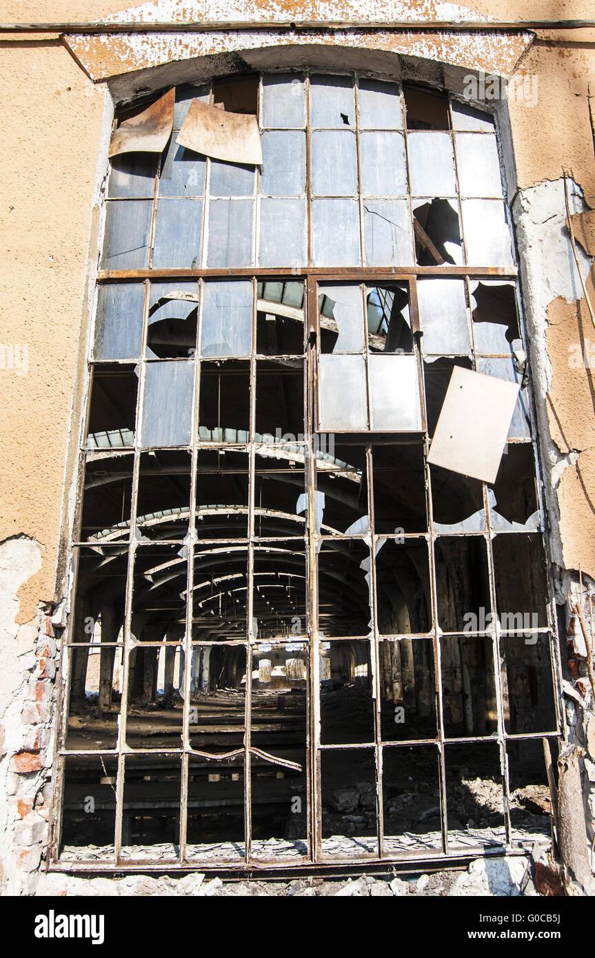 Old grunge metal window frame with broken glass pa Stock Photo - Alamy