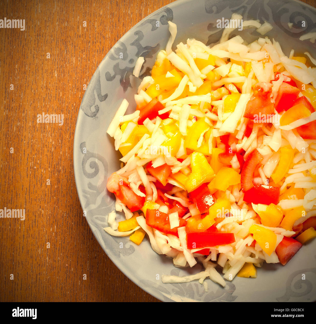 Assorted salad with fresh vegetables in plate Stock Photo - Alamy