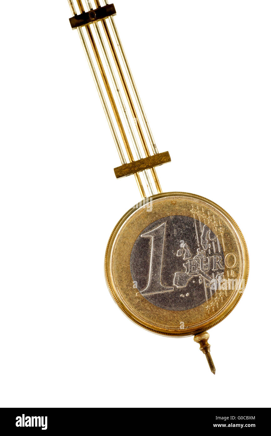 Brass pendulum. One euro coin on fluctuating graph Stock Photo - Alamy