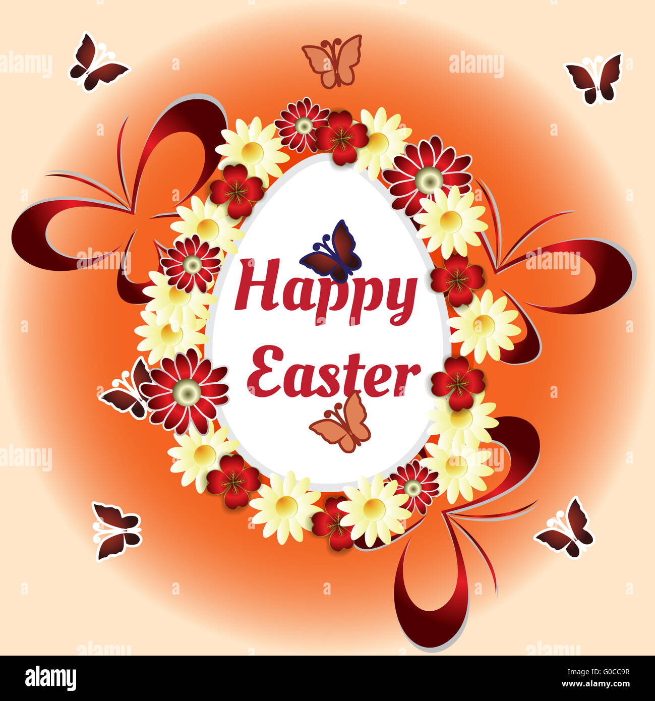 flowers, Easter eggs and butterflies Stock Photo - Alamy