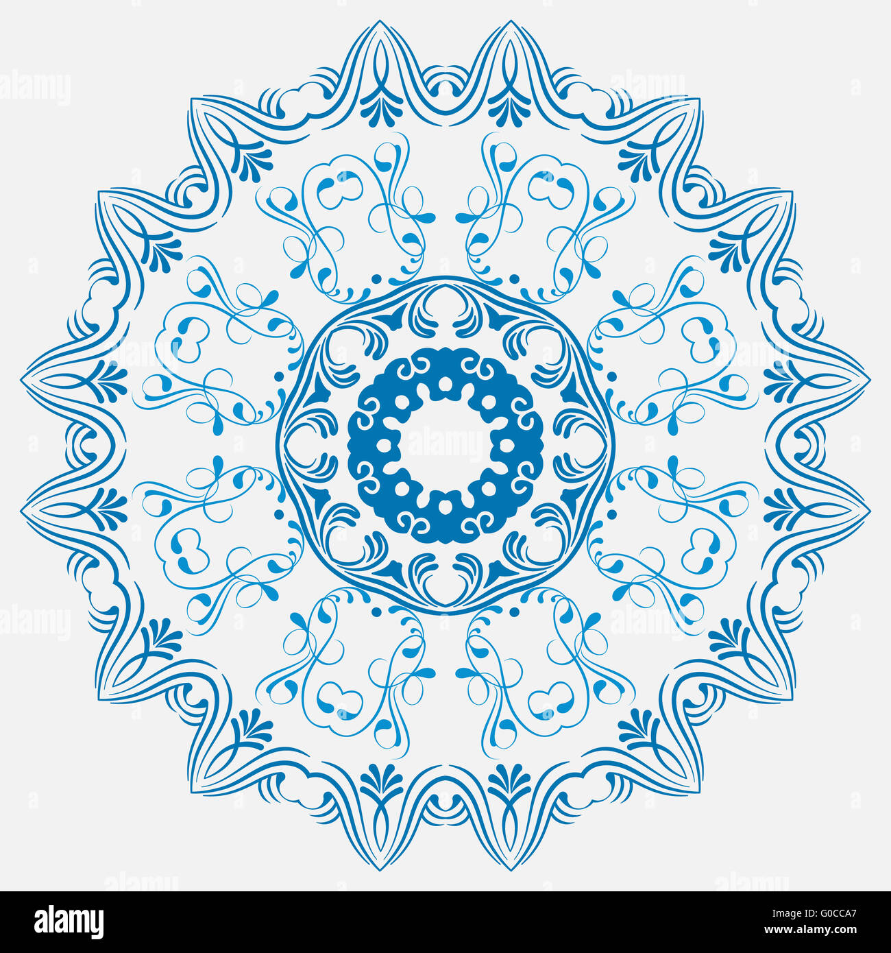 circular blue pattern in Russian style Stock Photo - Alamy