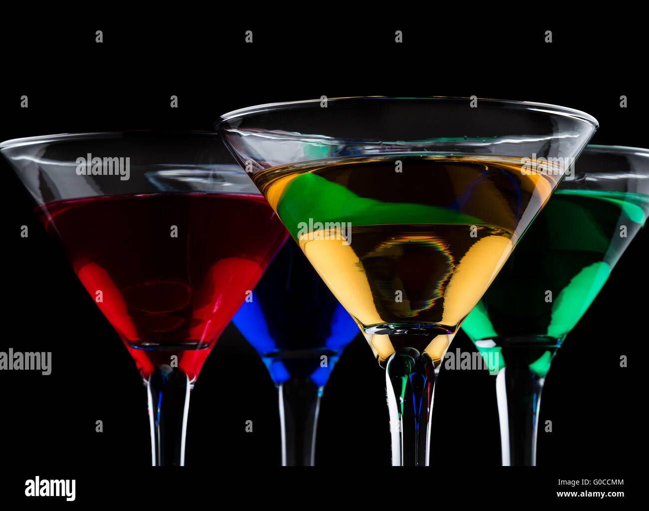 close up of color cocktails in martini glasses Stock Photo - Alamy