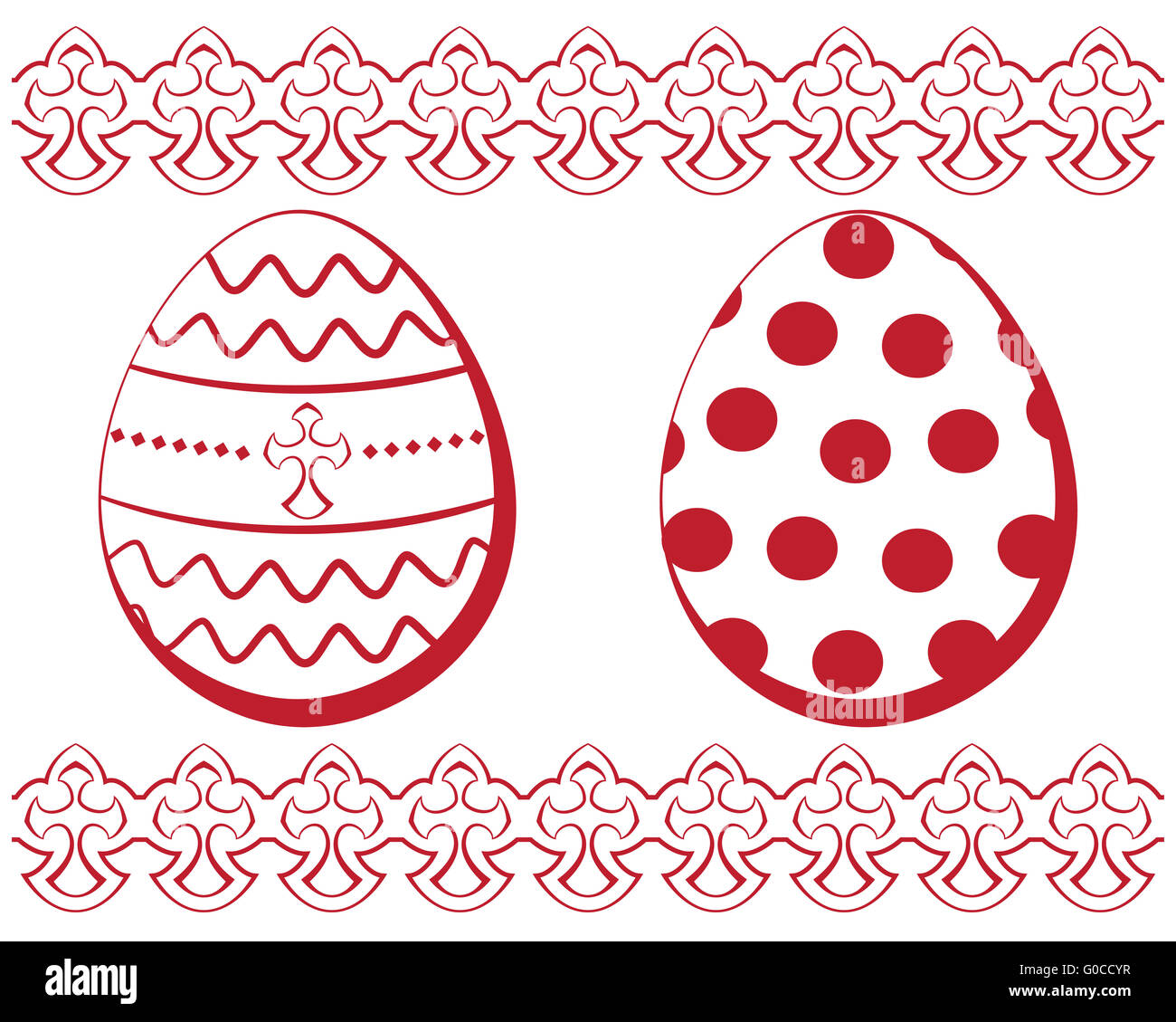 Vector Easter set. Eggs with a pattern and a border Stock Photo - Alamy