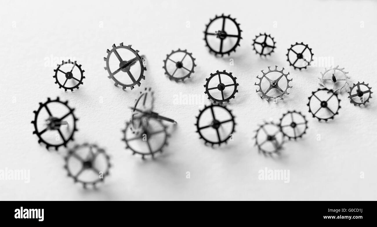 Detail of clock parts for restoration Stock Photo - Alamy