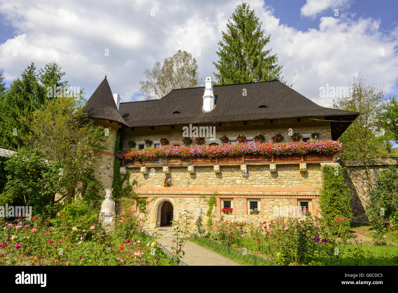 Moldovita Monastery - House in the garden Stock Photo - Alamy