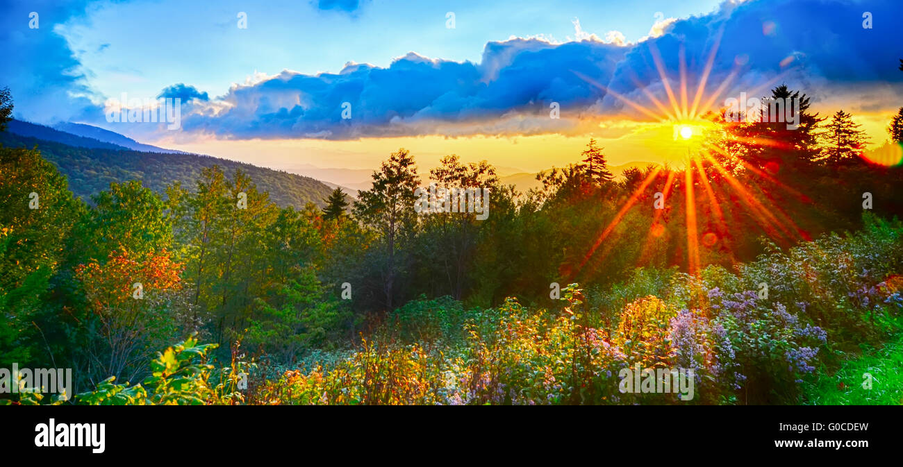 Blue Ridge Parkway late summer Appalachian Mountains Sunset Western NC ...