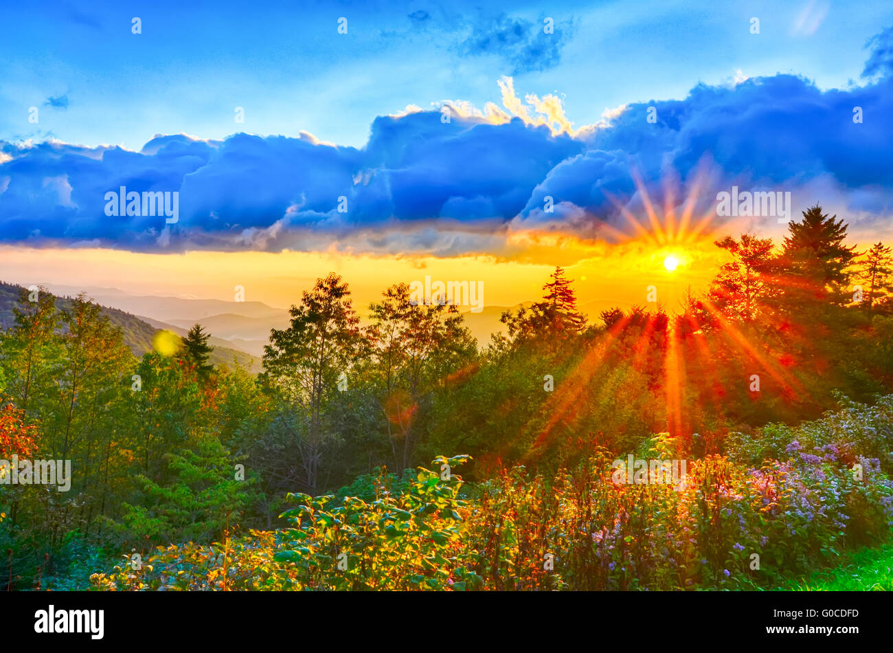 Blue Ridge Parkway late summer Appalachian Mountains Sunset Western NC ...