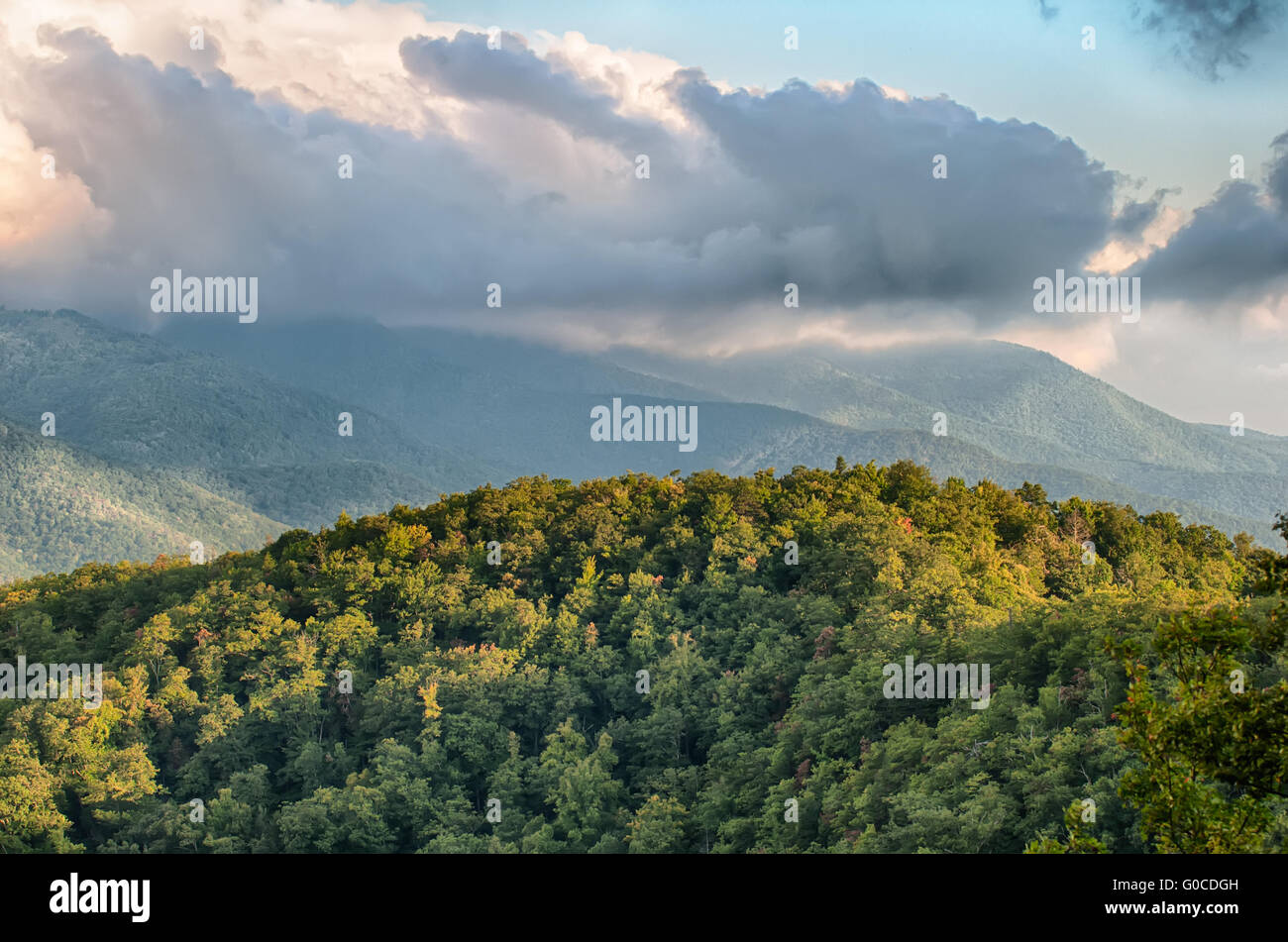 Blue Ridge Parkway Scenic Mountains Overlook Summer Landscape Stock ...