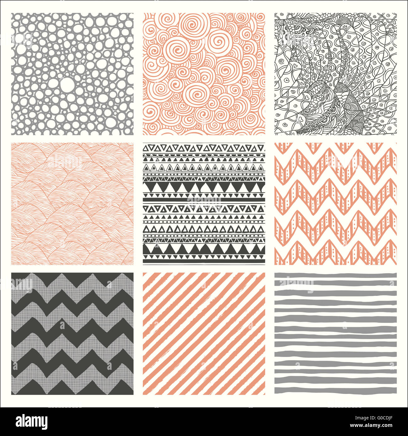 Abstract Hand Drawn Seamless Background Patterns Stock Photo - Alamy