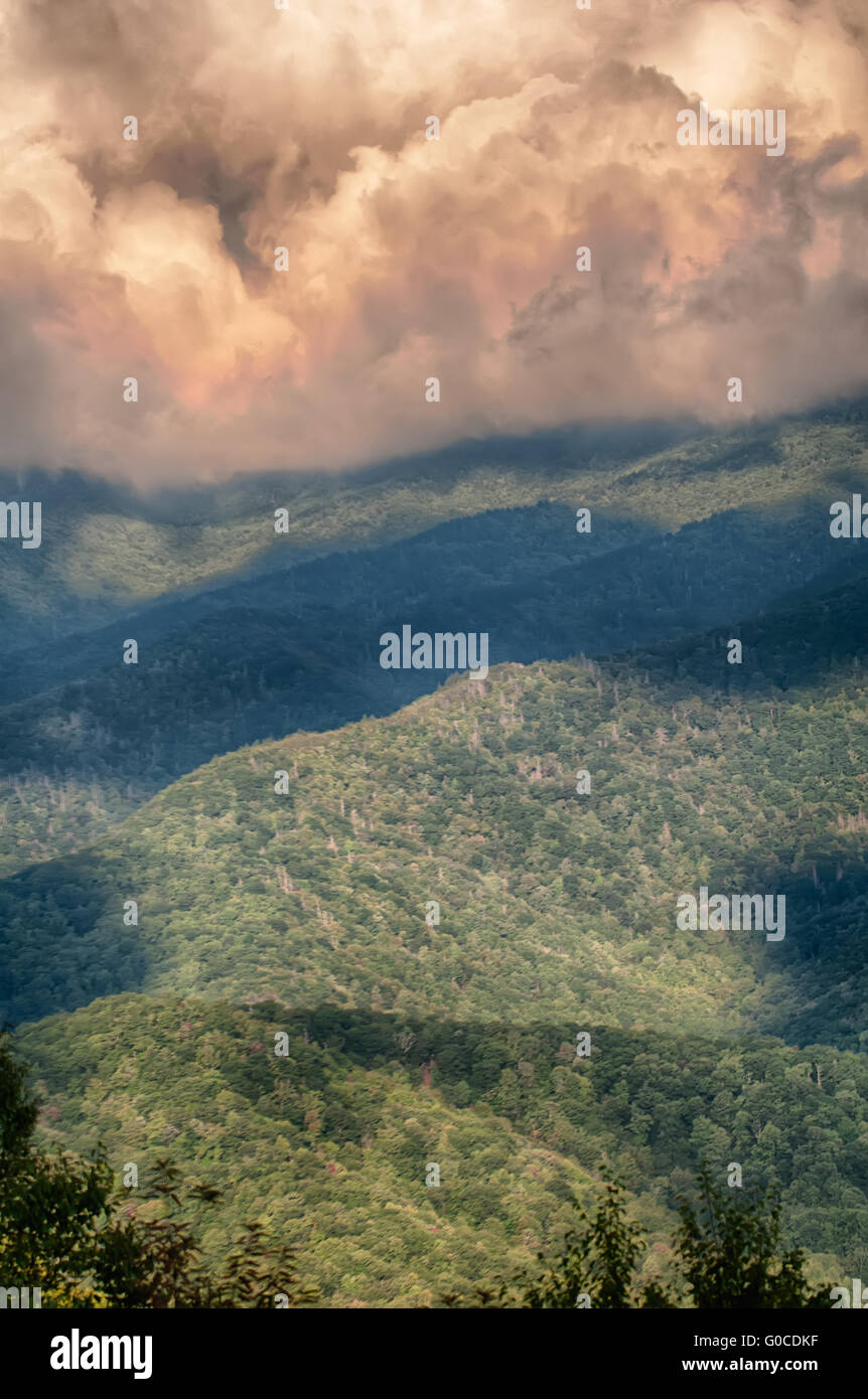 Blue Ridge Parkway Scenic Mountains Overlook Summer Landscape Stock ...