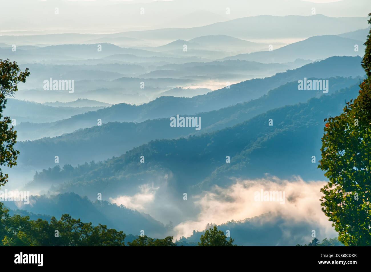 Blue Ridge Parkway Scenic Mountains Overlook Summer Landscape Stock ...