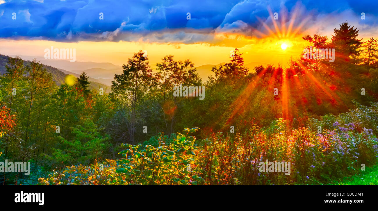 Blue Ridge Parkway late summer Appalachian Mountains Sunset Western NC ...