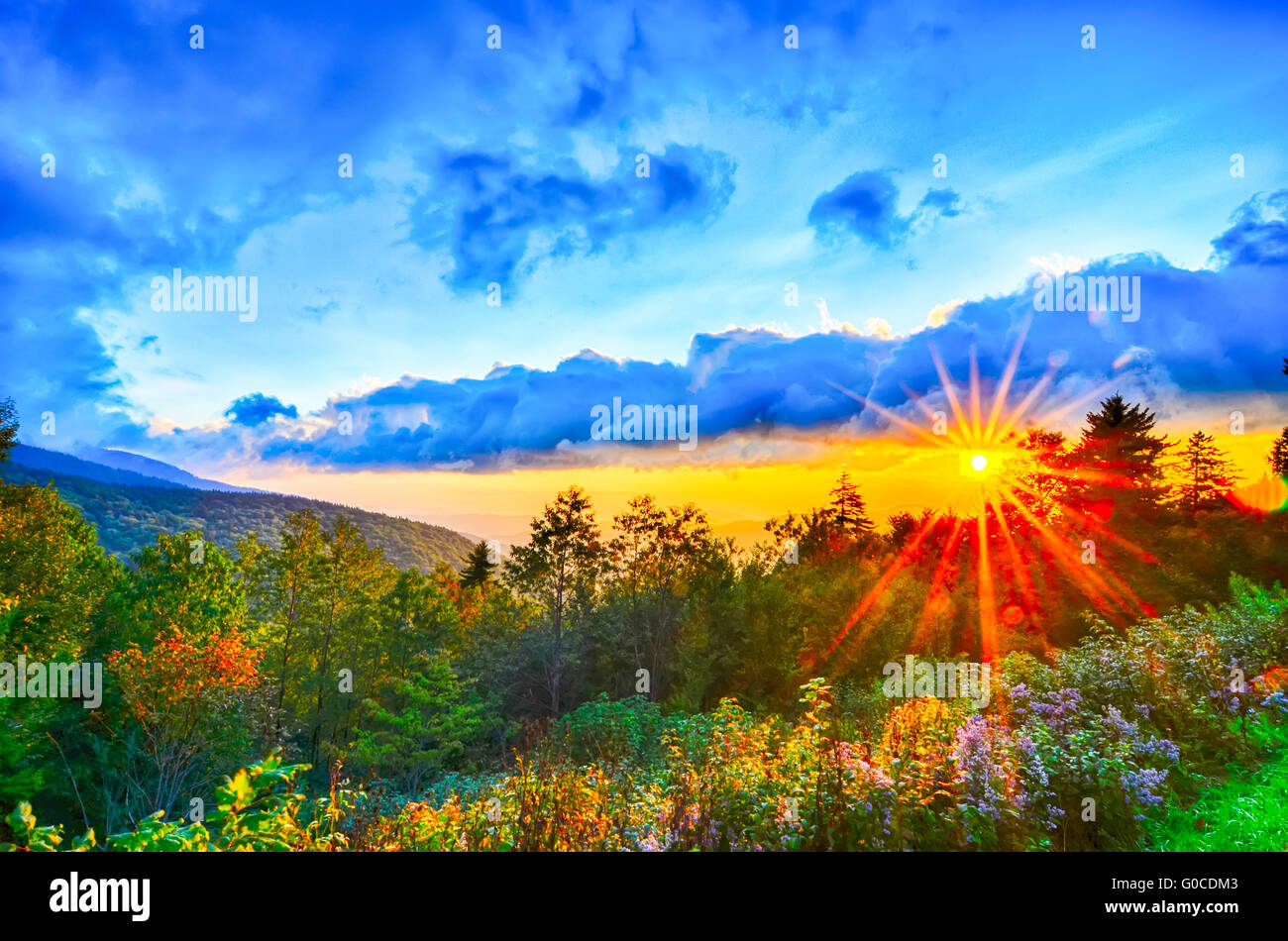 Blue Ridge Parkway late summer Appalachian Mountains Sunset Western NC ...