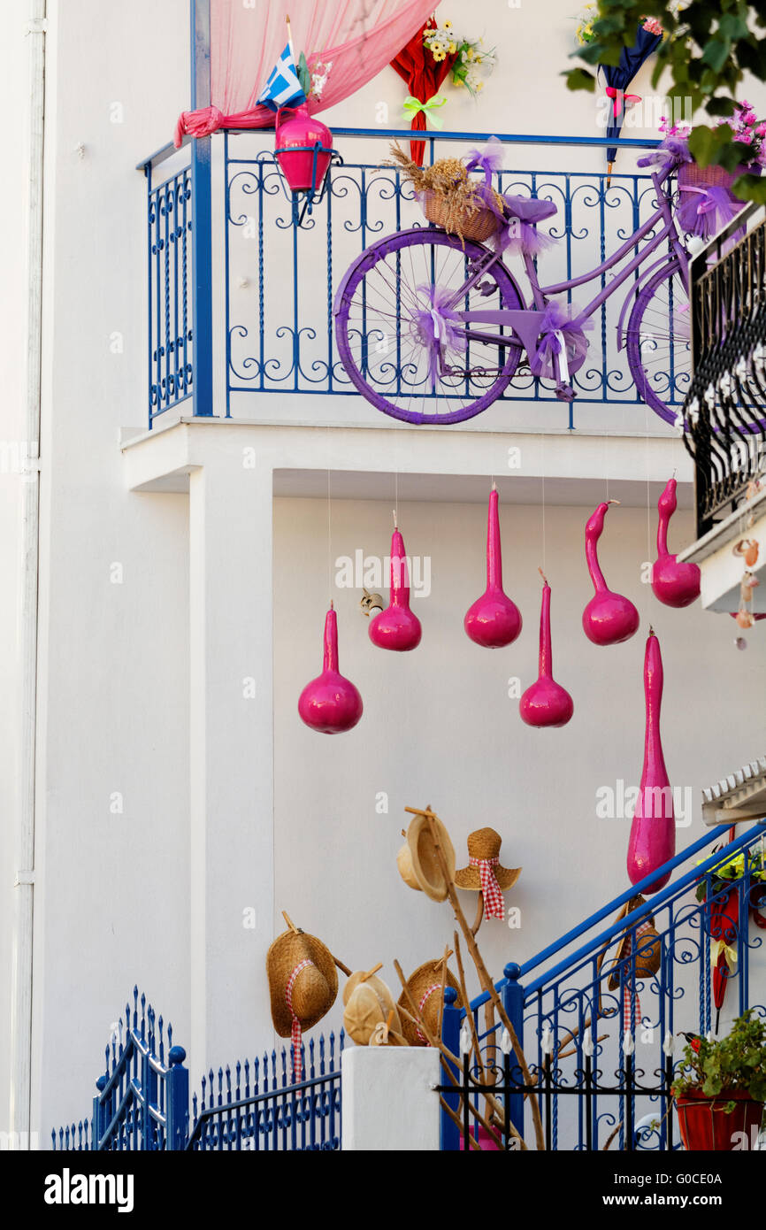 Photo of a beautiful colorful terrace in Thassos Stock Photo - Alamy