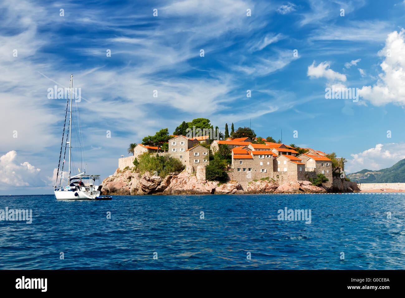 The Sveti Stefan, small islet and hotel resort in Montenegro Stock ...