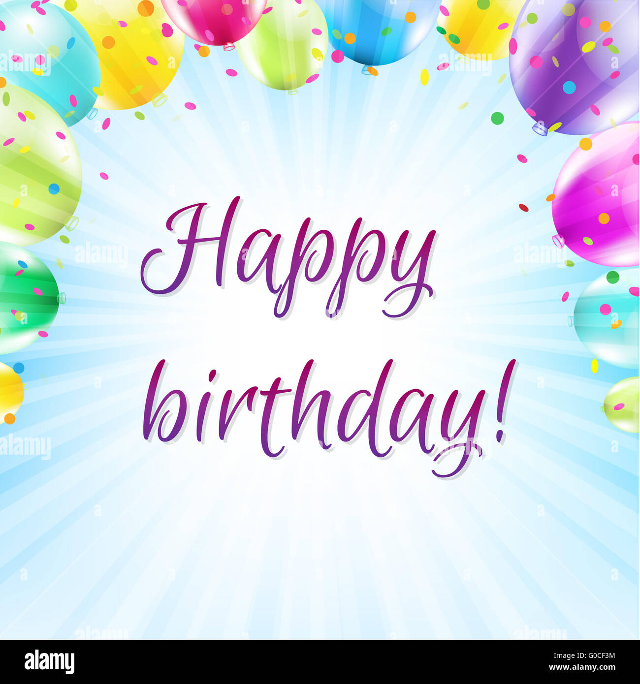 Color Birthday Card Design Template Balloon Illustration Stock Photo ...