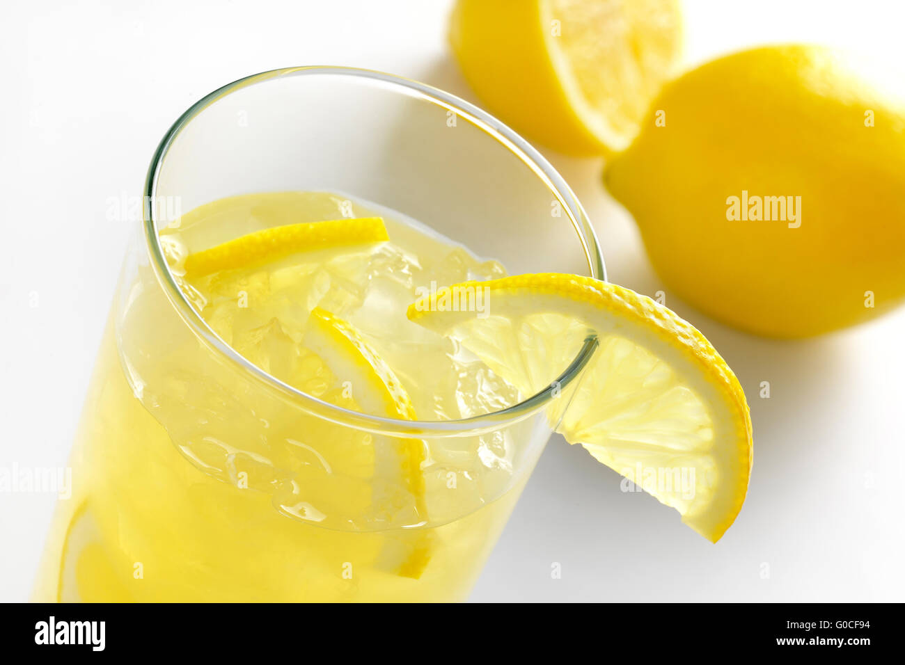 glass of fresh lemon juice with ice - detail Stock Photo - Alamy