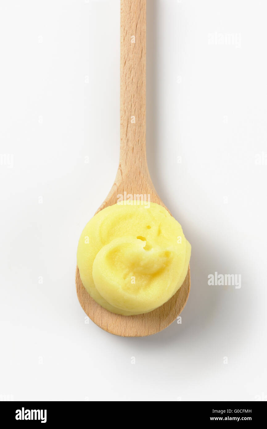 swirl of mashed potato puree on wooden spoon Stock Photo - Alamy