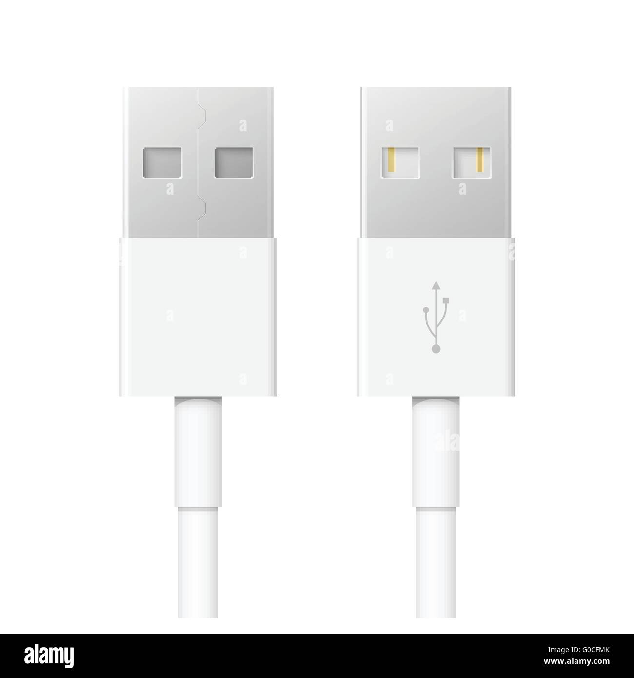 set of usb interface cables isolated on white background. vector ...