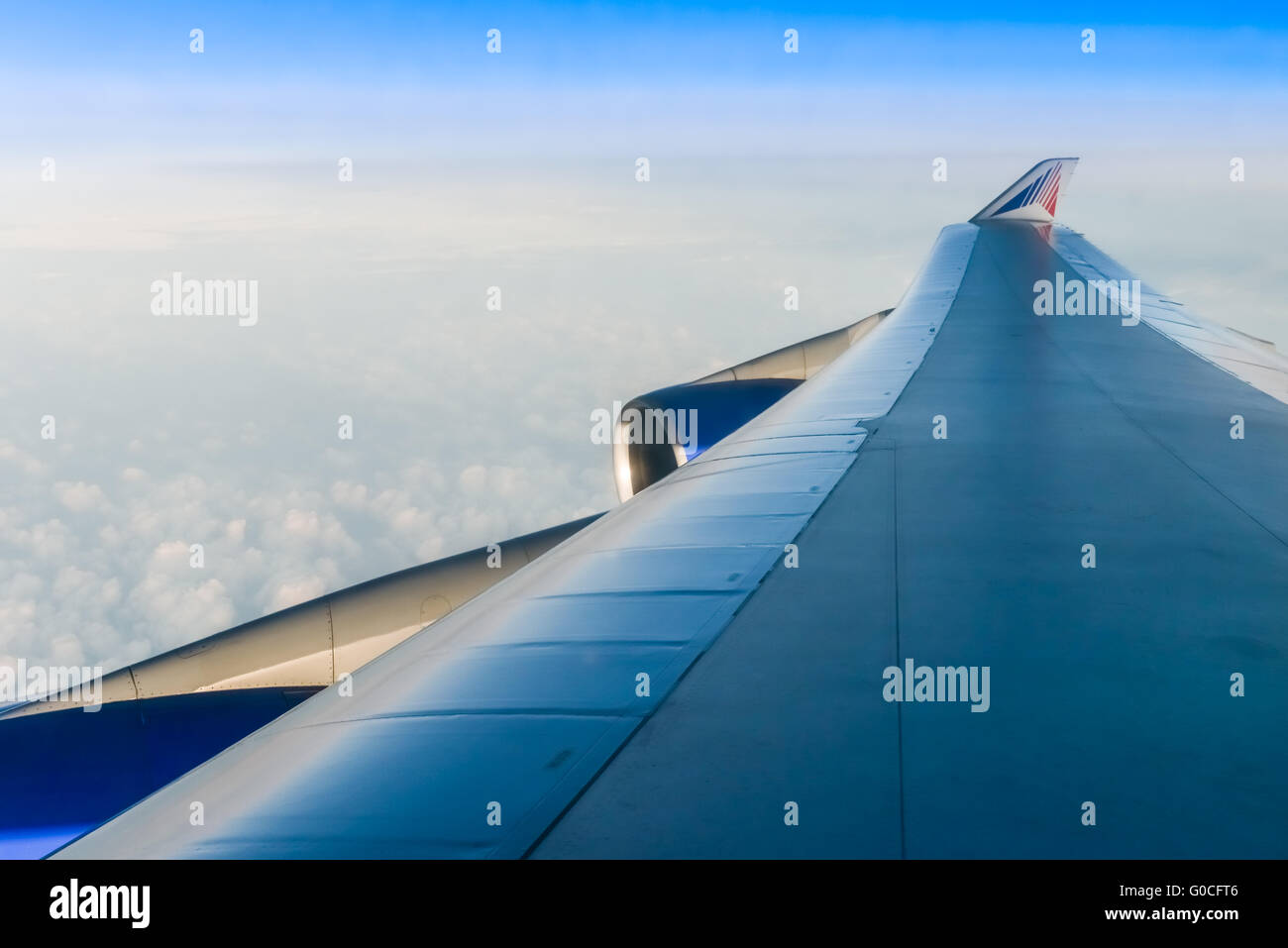 view of the wing of an airplane through the window Stock Photo - Alamy