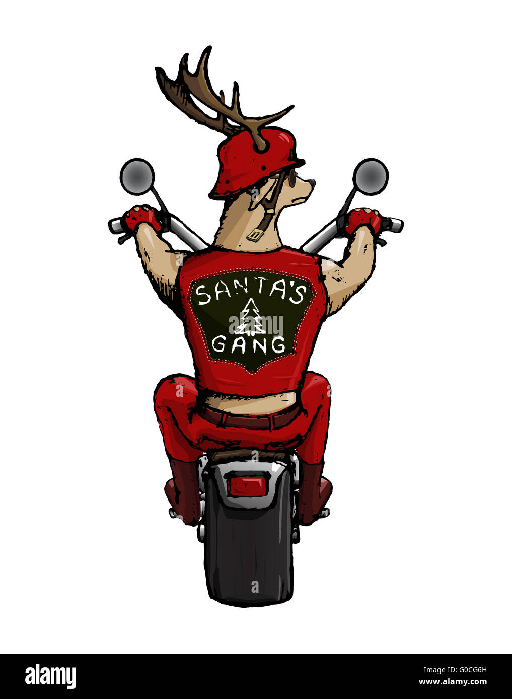 One of the Santa's deer crew riding a bike illustrated cutely Stock ...