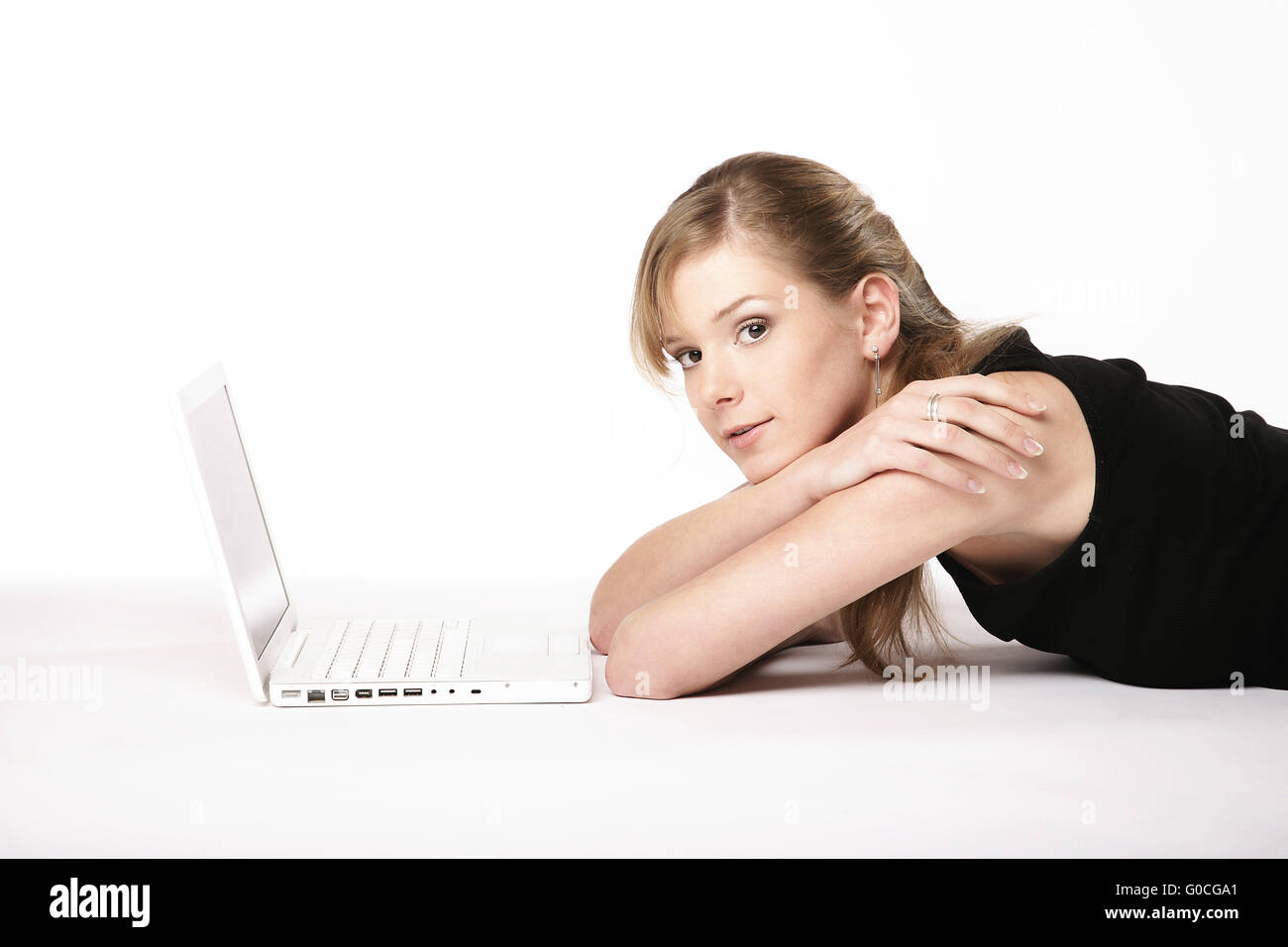 young woman with computer Stock Photo - Alamy