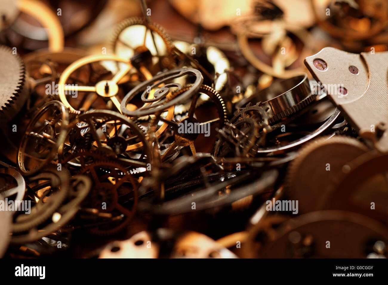 Detail of clock parts for restoration Stock Photo - Alamy