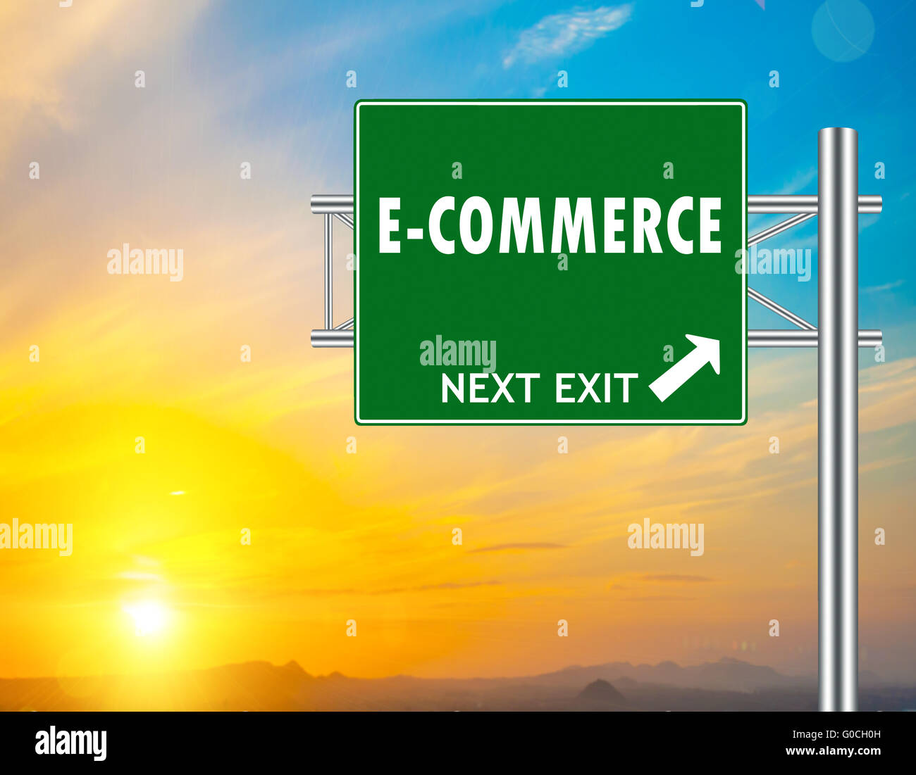 E-commerce Green Road Sign Stock Photo - Alamy