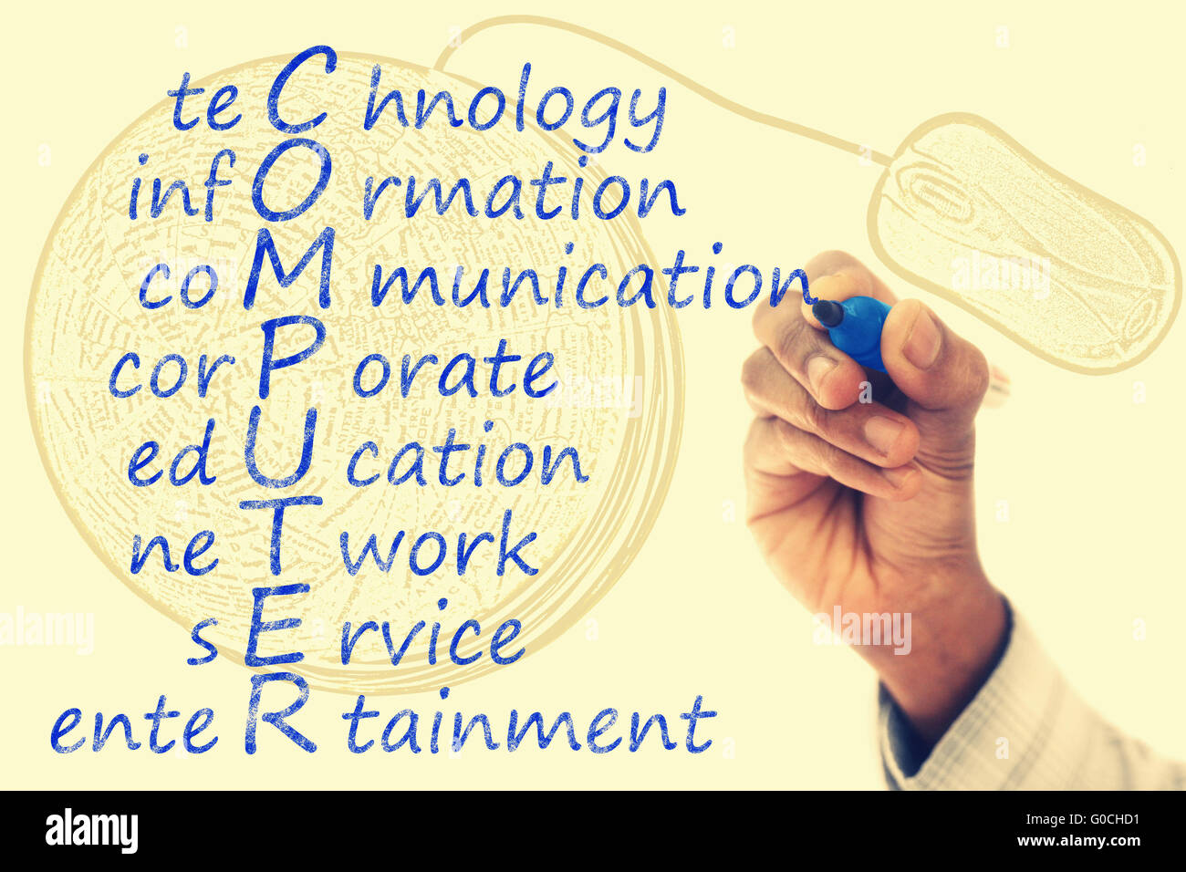 Computer word written on transparent wipe board Stock Photo - Alamy