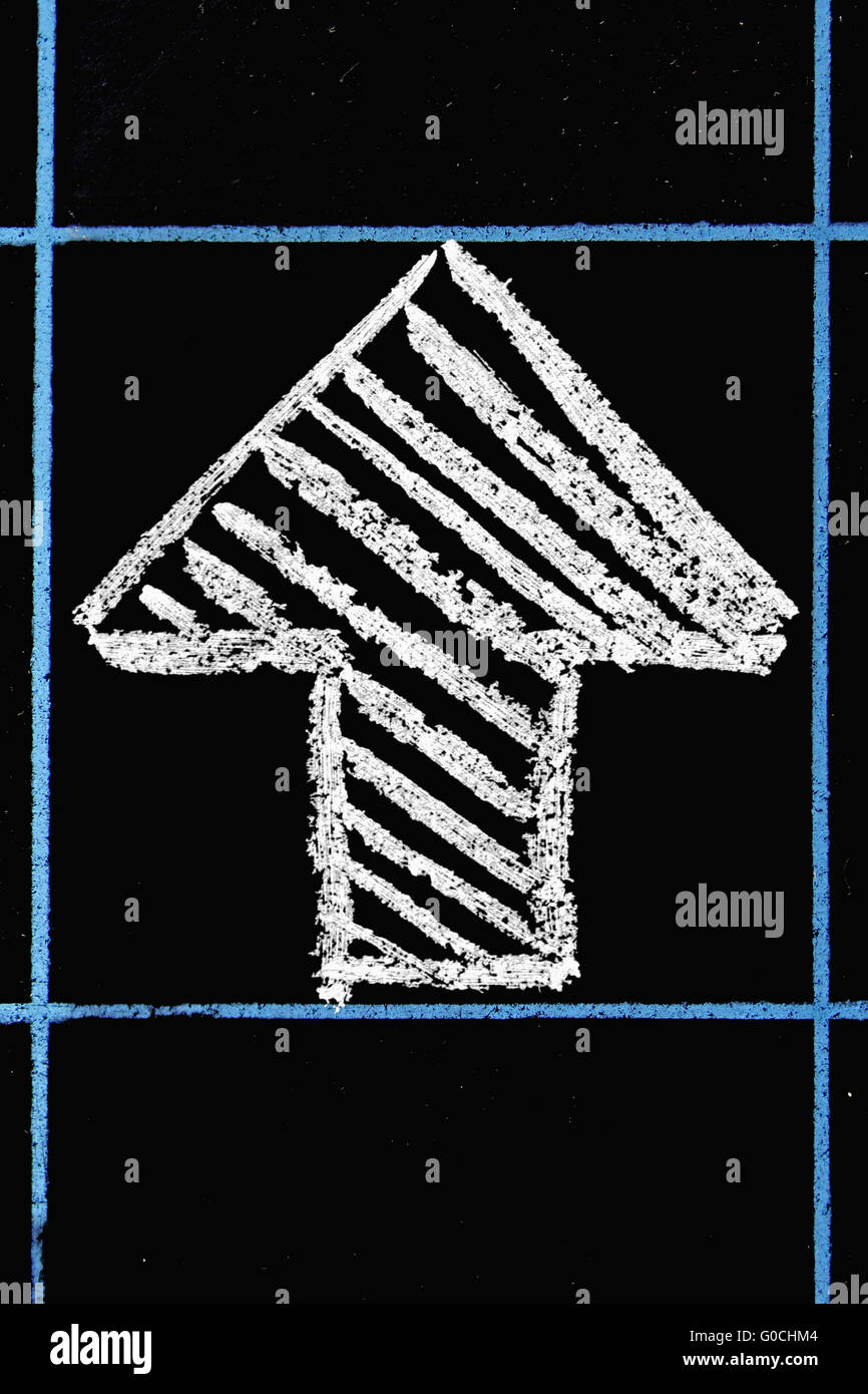 up side arrow sign handwritten on black chalkboard Stock Photo - Alamy