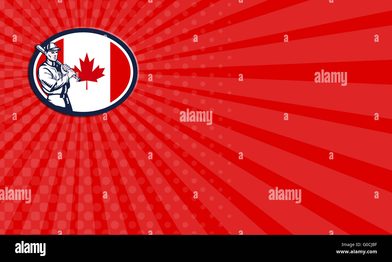 Business card Canadian Baseball Batter Canada Flag Retro Stock Photo ...