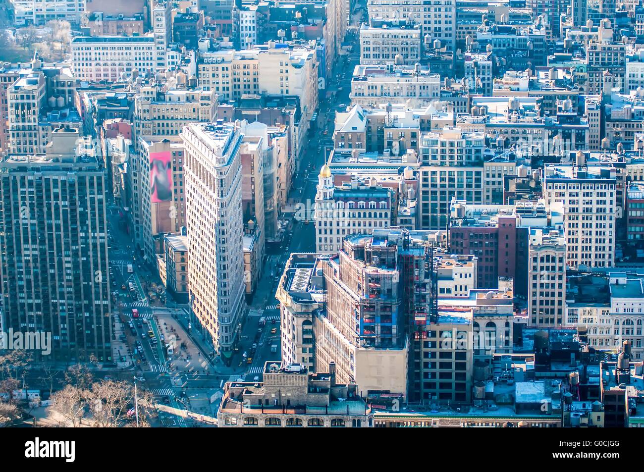 New York City Manhattan midtown aerial panorama view with skyscrapers ...