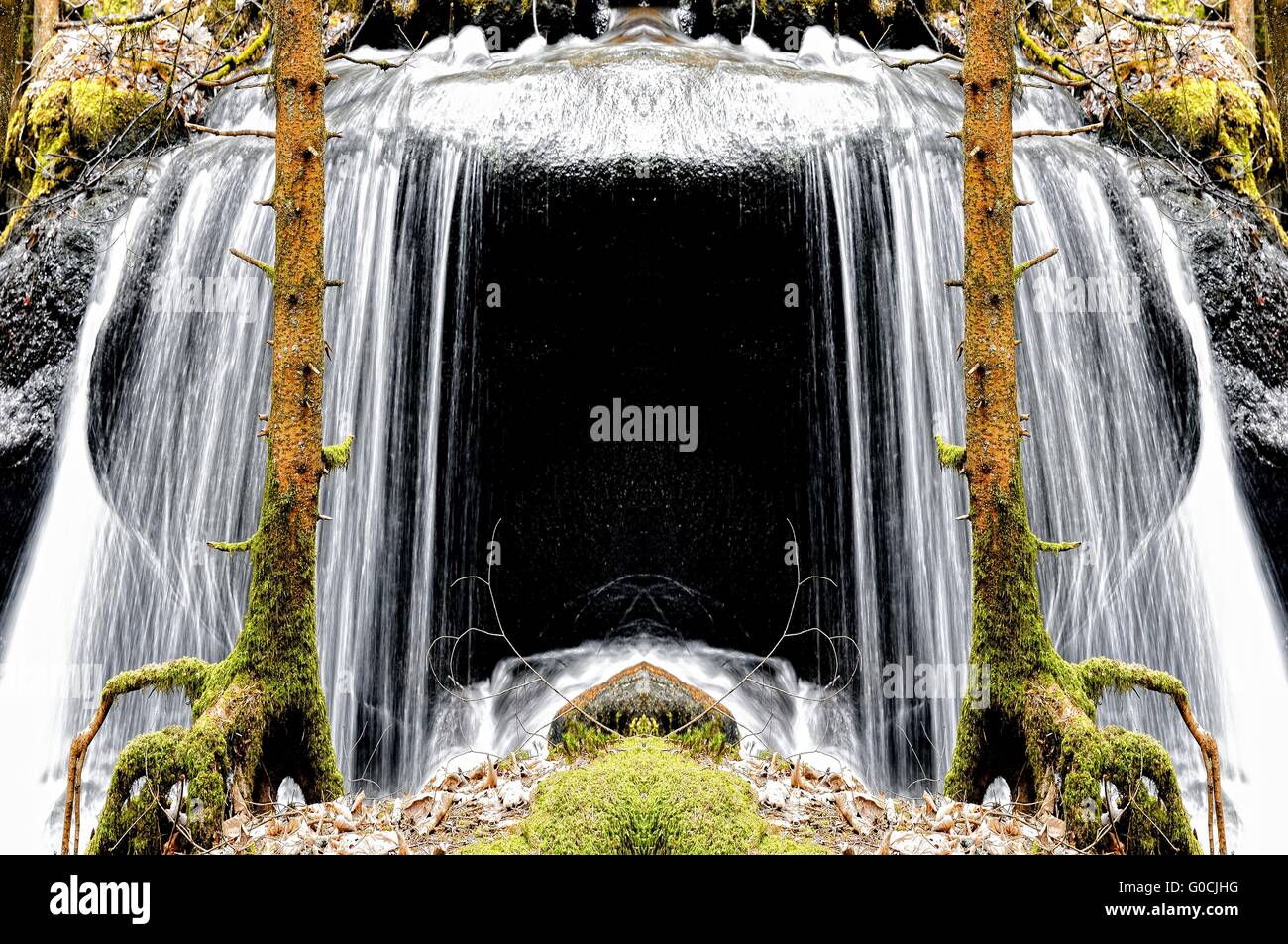 mystical waterfall in autumn Stock Photo - Alamy