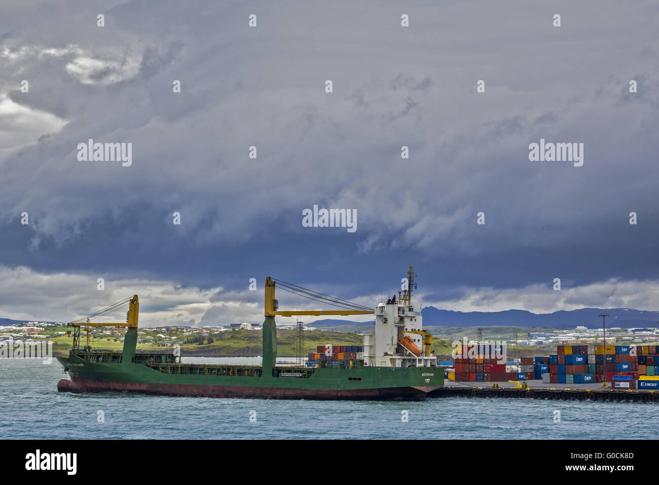 Container Ship In Harbour Reykjavik Iceland Stock Photo - Alamy