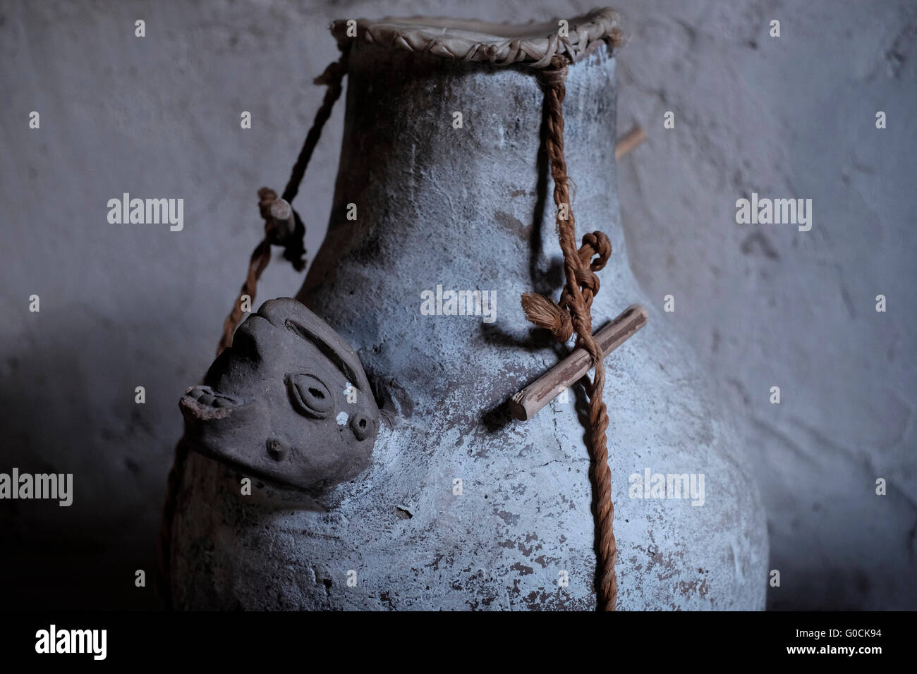 Mayan pottery displayed at the Mayan Music Museum, also known as Casa K ...