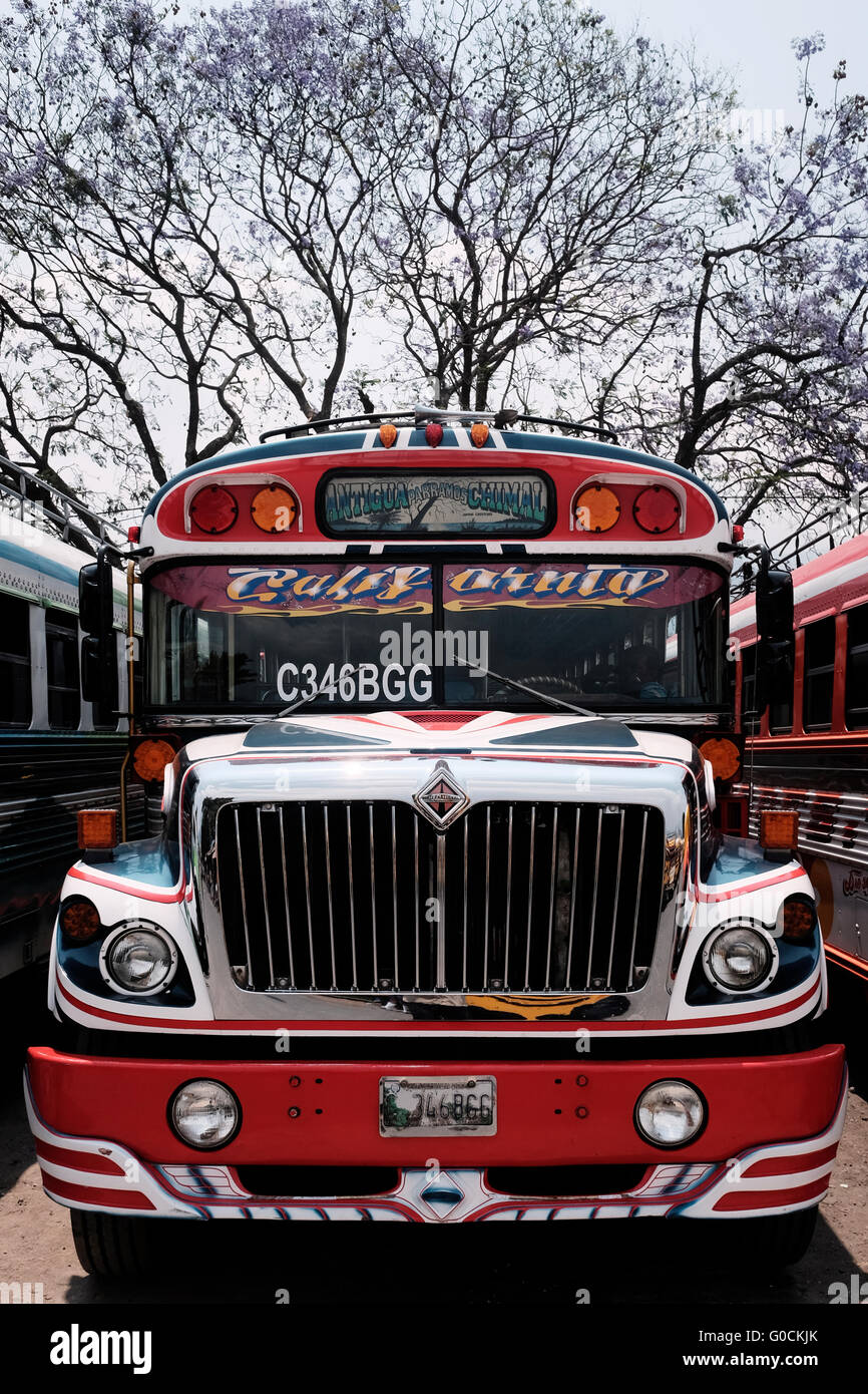A fabled chicken bus which is a colloquial English name for a colorful ...