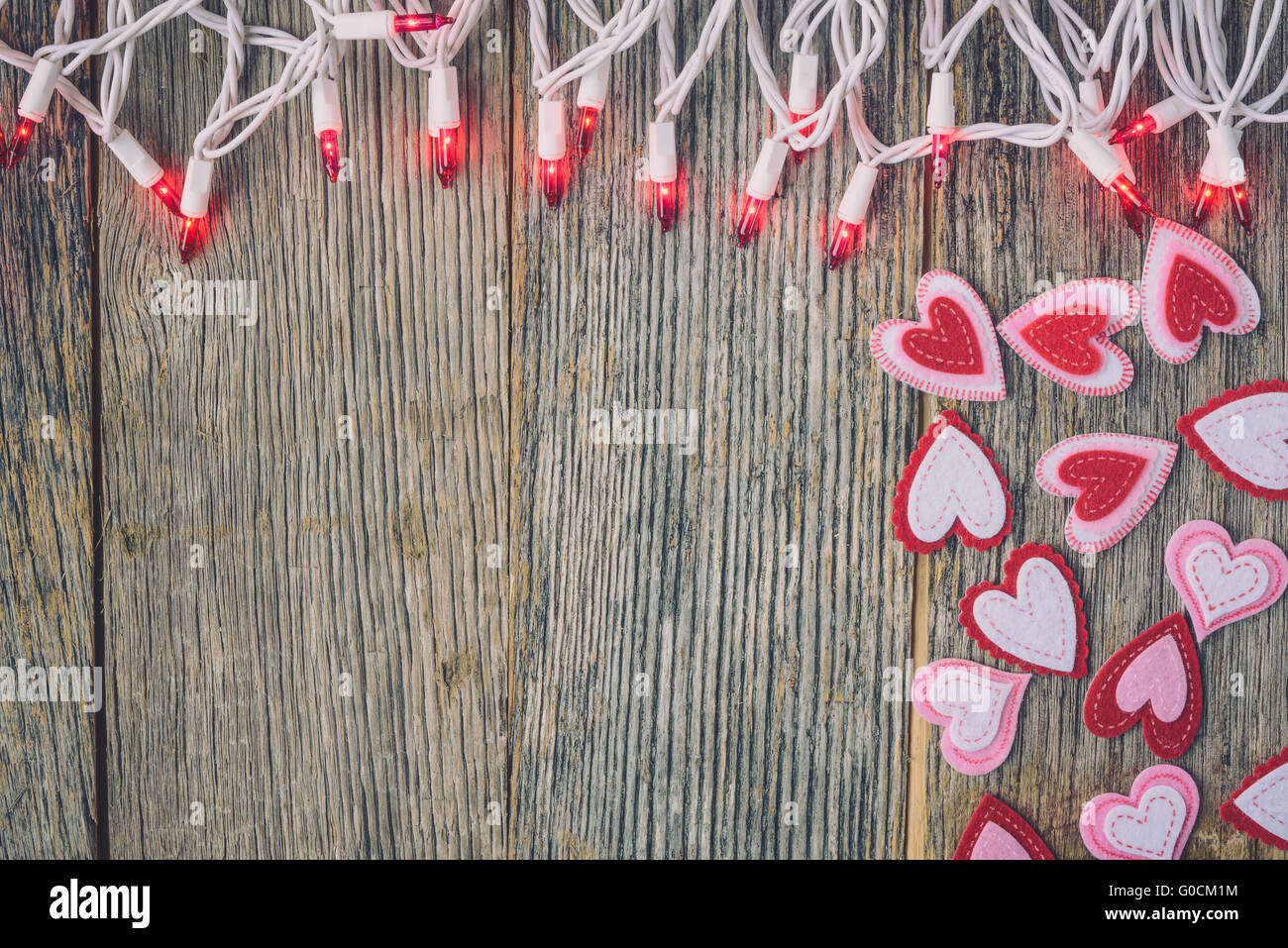 Valentine's Day Top Down Background Blurred with Hearts and Lights ...