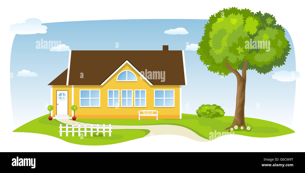 Yellow Country House Stock Photo - Alamy