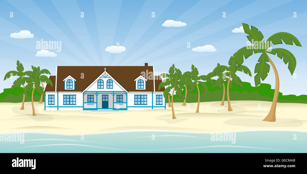 Modern beach house vector hi-res stock photography and images - Alamy