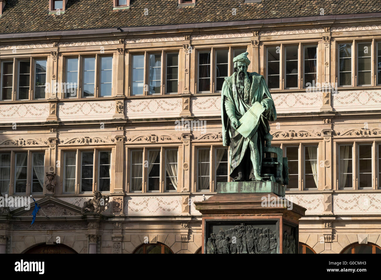 Statue of gutenberg on place gutenberg strasbourg hi-res stock ...