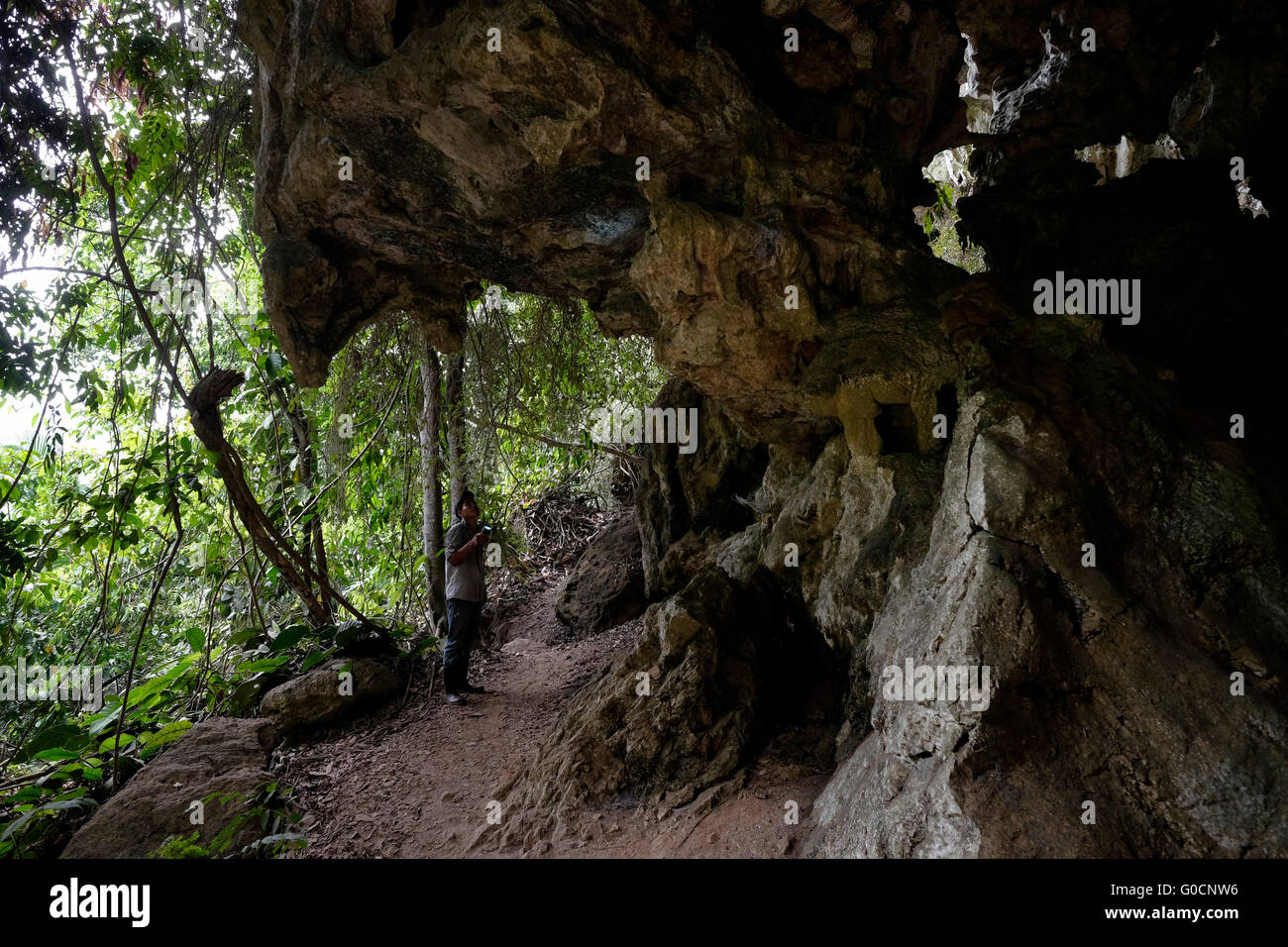 A local man entering the Candelaria natural cave system famous for its ...