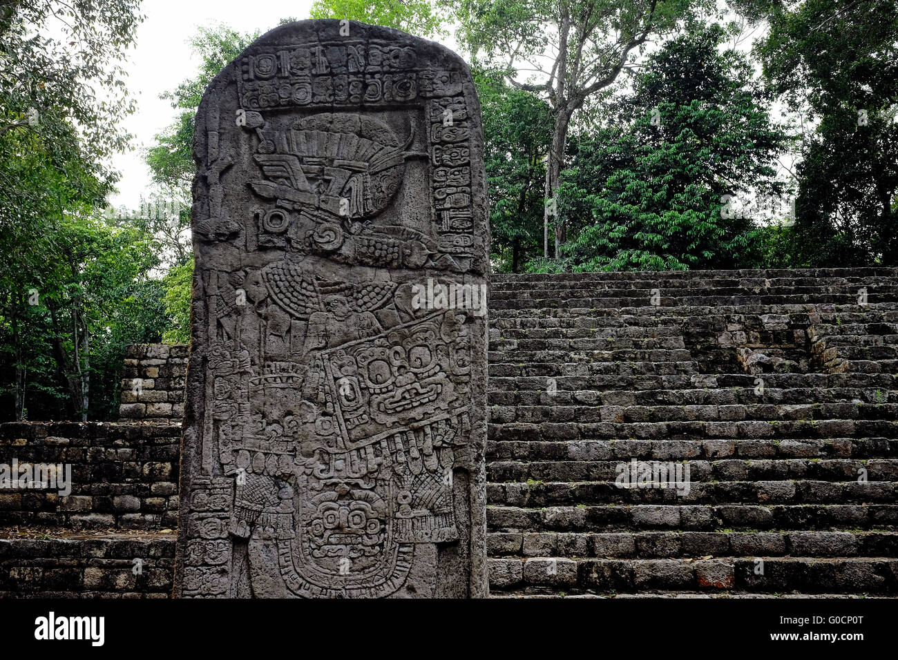 Ancient Maya stela in Aguateca located in northern Guatemala's ...